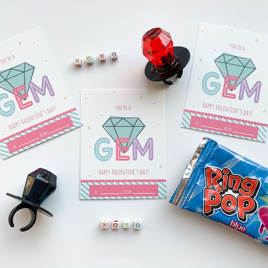 You're A Gem /INSTANT DOWNLOAD /kids Valentine's Day Cards PRINTABLE ...
