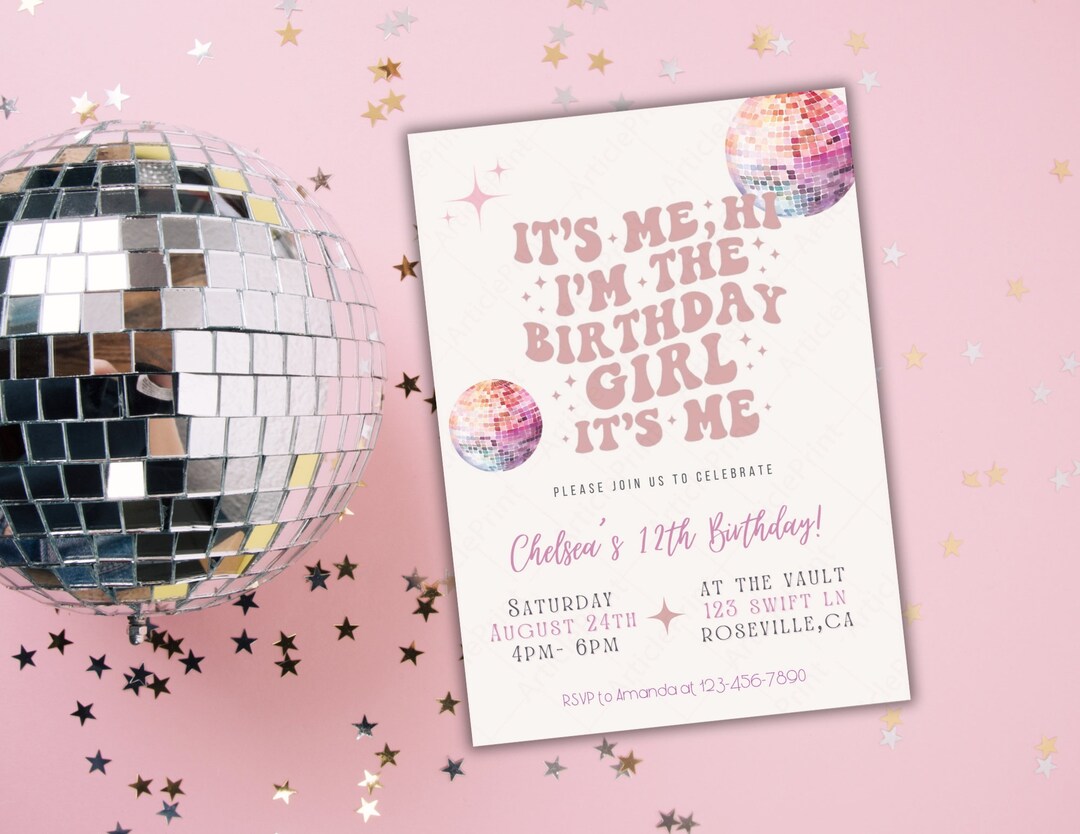 Editable Birthday Invitation, Its Me, Hi. Taylor Swift Birthday ...