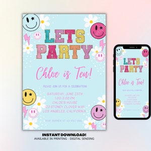 Stoney Clover Inspired Party Invitation, Patch Letter Invitation, Girl ...