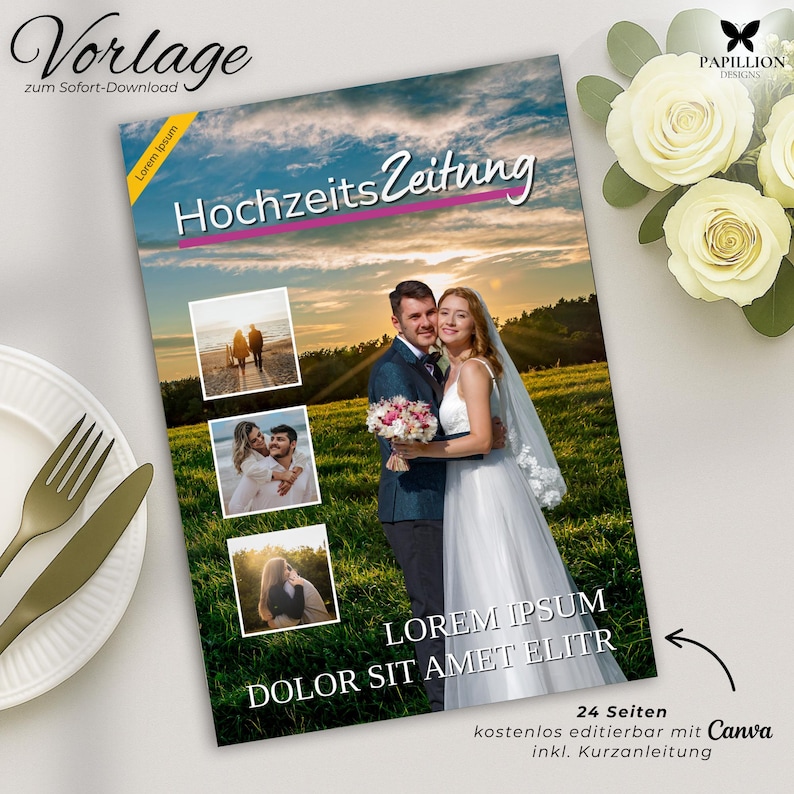 Canva Template for a Wedding Newspaper "country Life" | Wedding ...