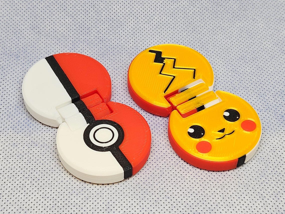 3D Printed Pokémon Pokéball Pikachu Fidget Toy | Slip & Slide Desk ...