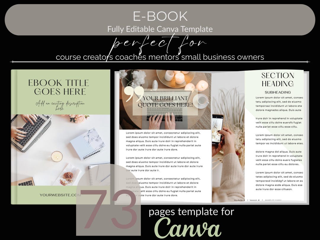 Modelo de e-book de 73 páginas no Canva | Criador de cursos, Coaches ...