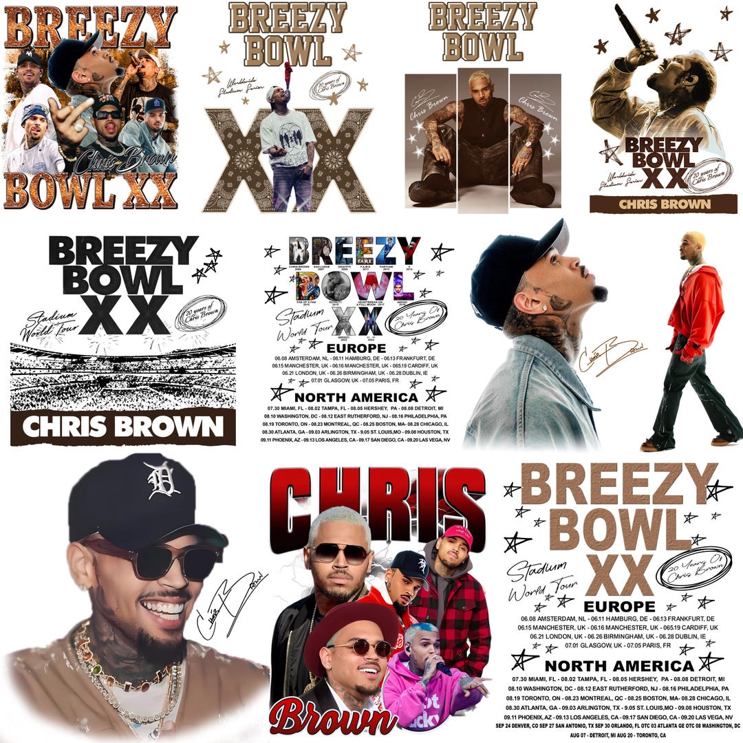 85+ Chris Brown Breezy Bowl XX Tour 2025 PNG Design, Chris Brown Middle ...