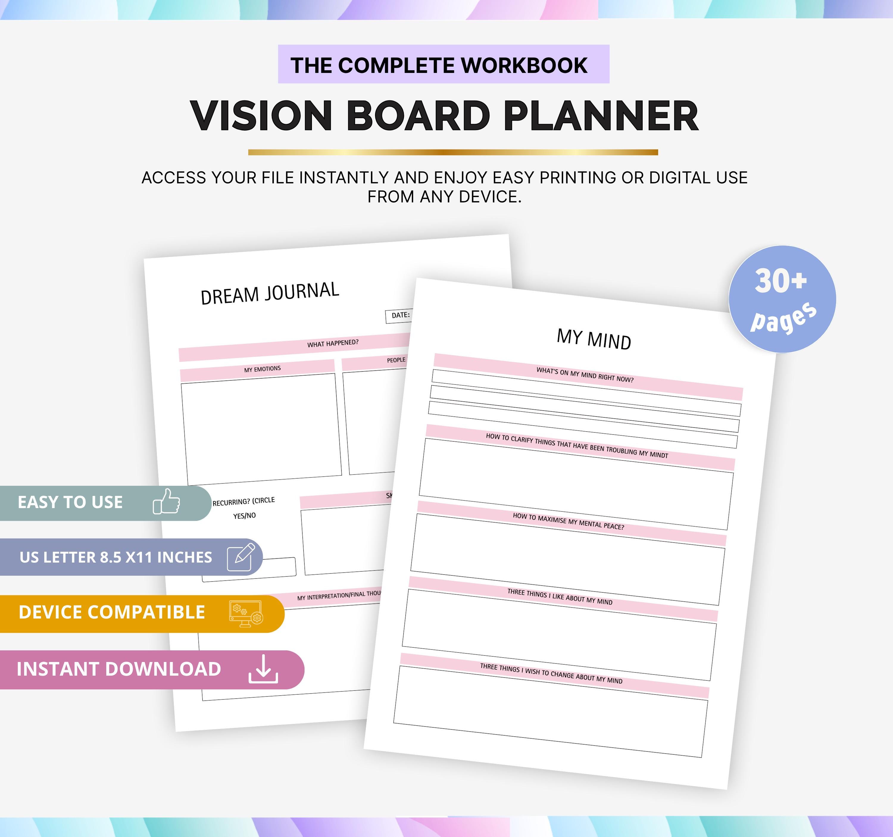 Vision Board Planner – Goal Setting & Manifestation Journal | Dream ...