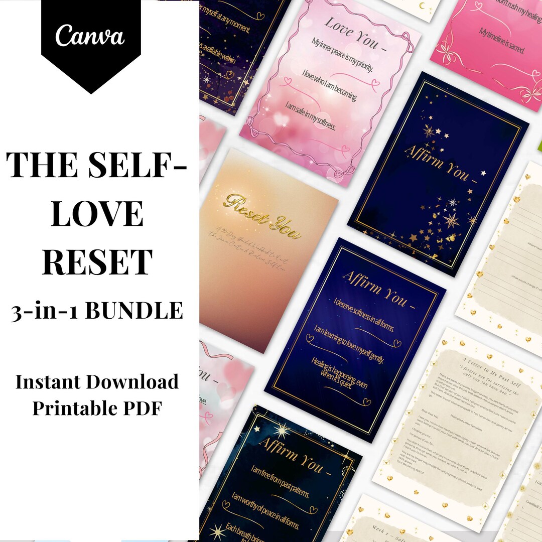 The Self Love Reset 3 in 1 Bundle, 90 Day Reset Workbook, Affirmation ...