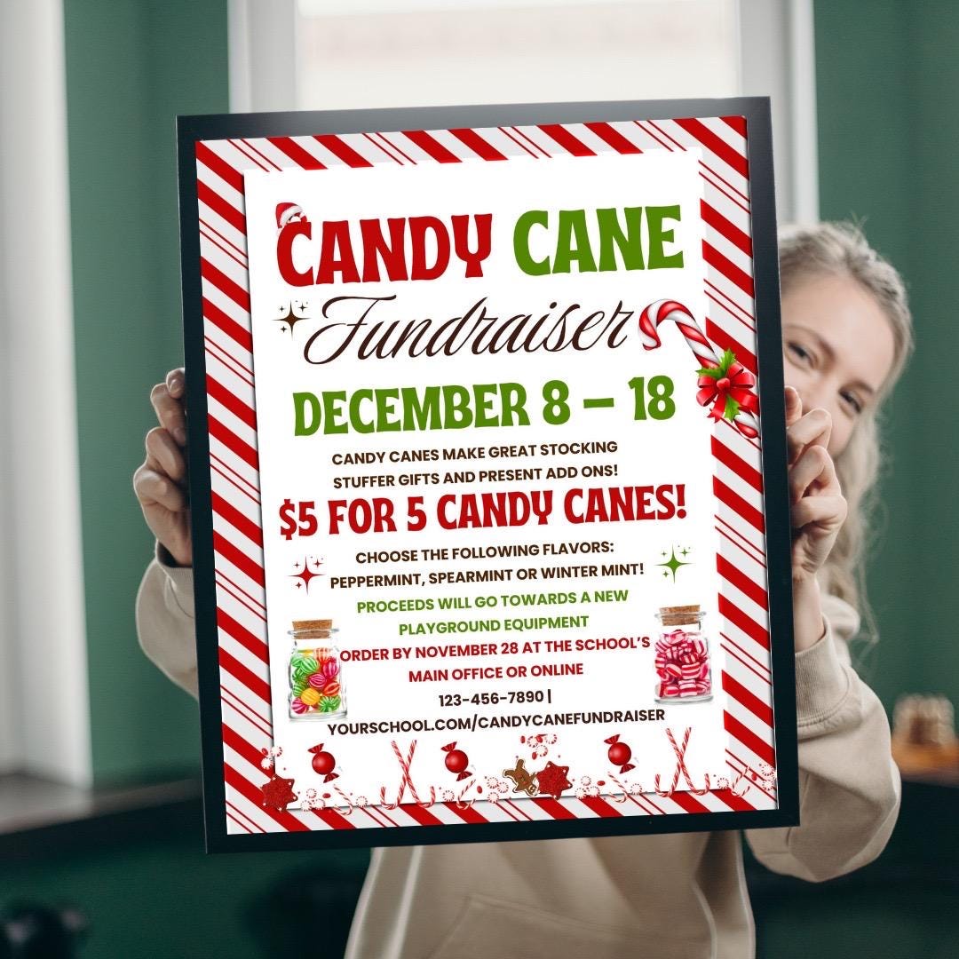 Editable Christmas Candy Cane Fundraiser Flyer | Holiday Fundraiser ...