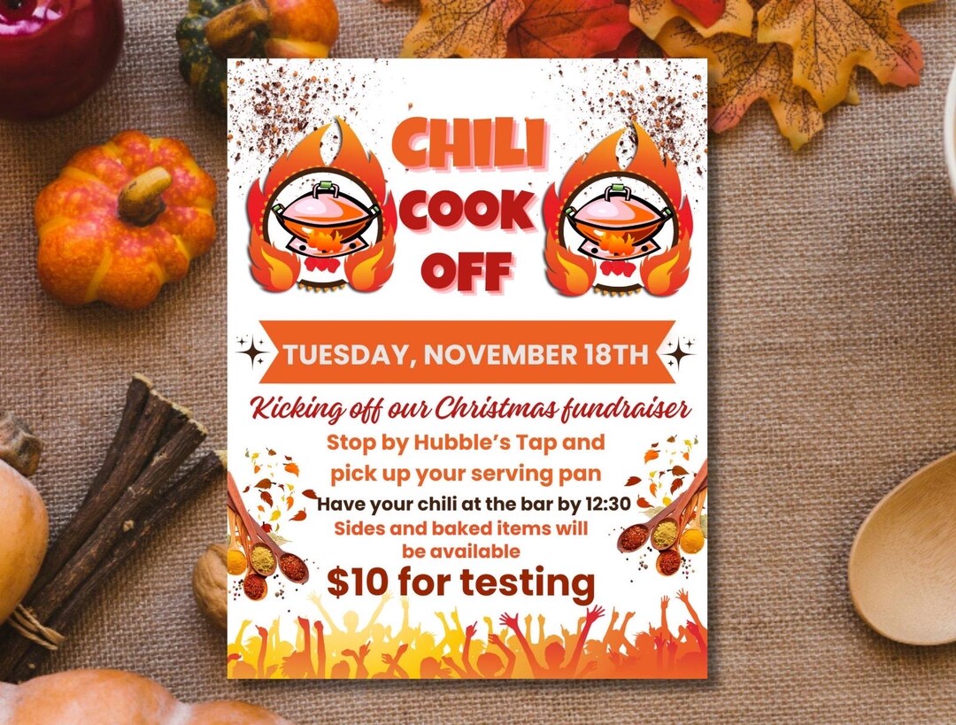 Chili Cook off Flyer | Editable Canva Template | Fall Festival Poster ...