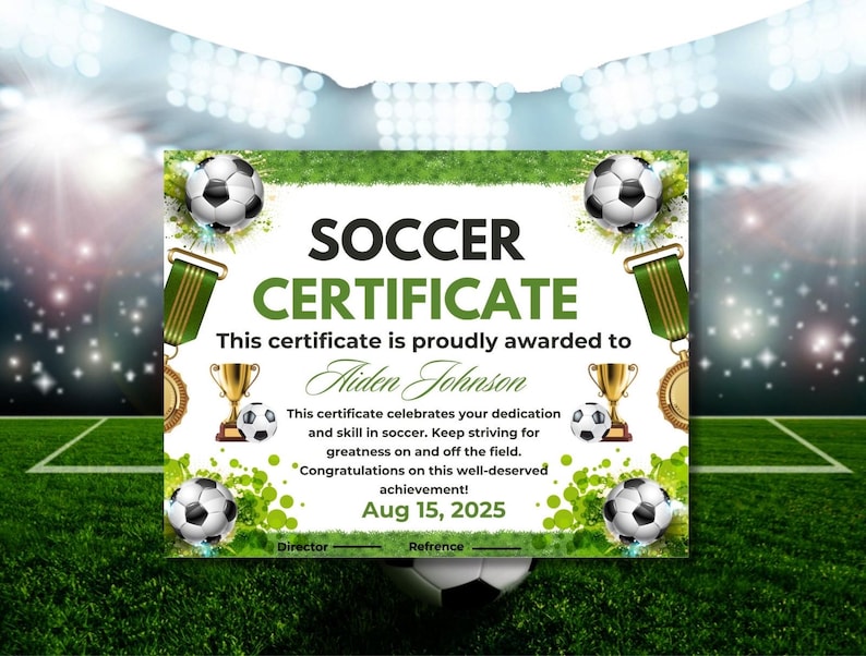Editable Soccer Award Certificate | Printable Sports Certificate ...