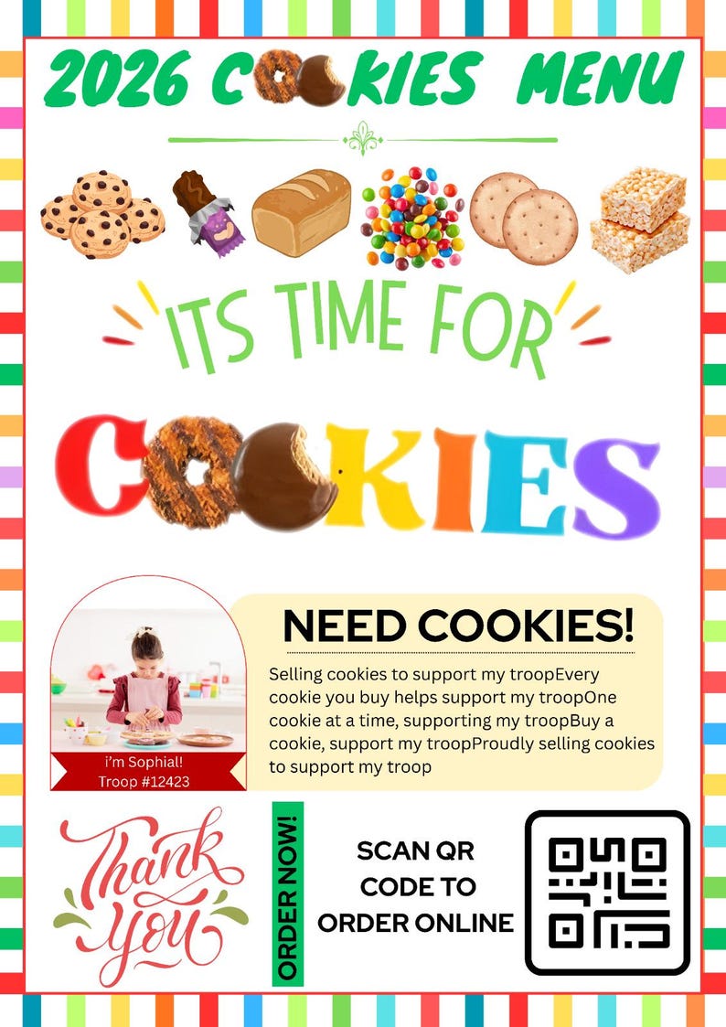 2026 Editable LBB Cookie Flyer Template | QR Code Cookie Menu, Ready to ...