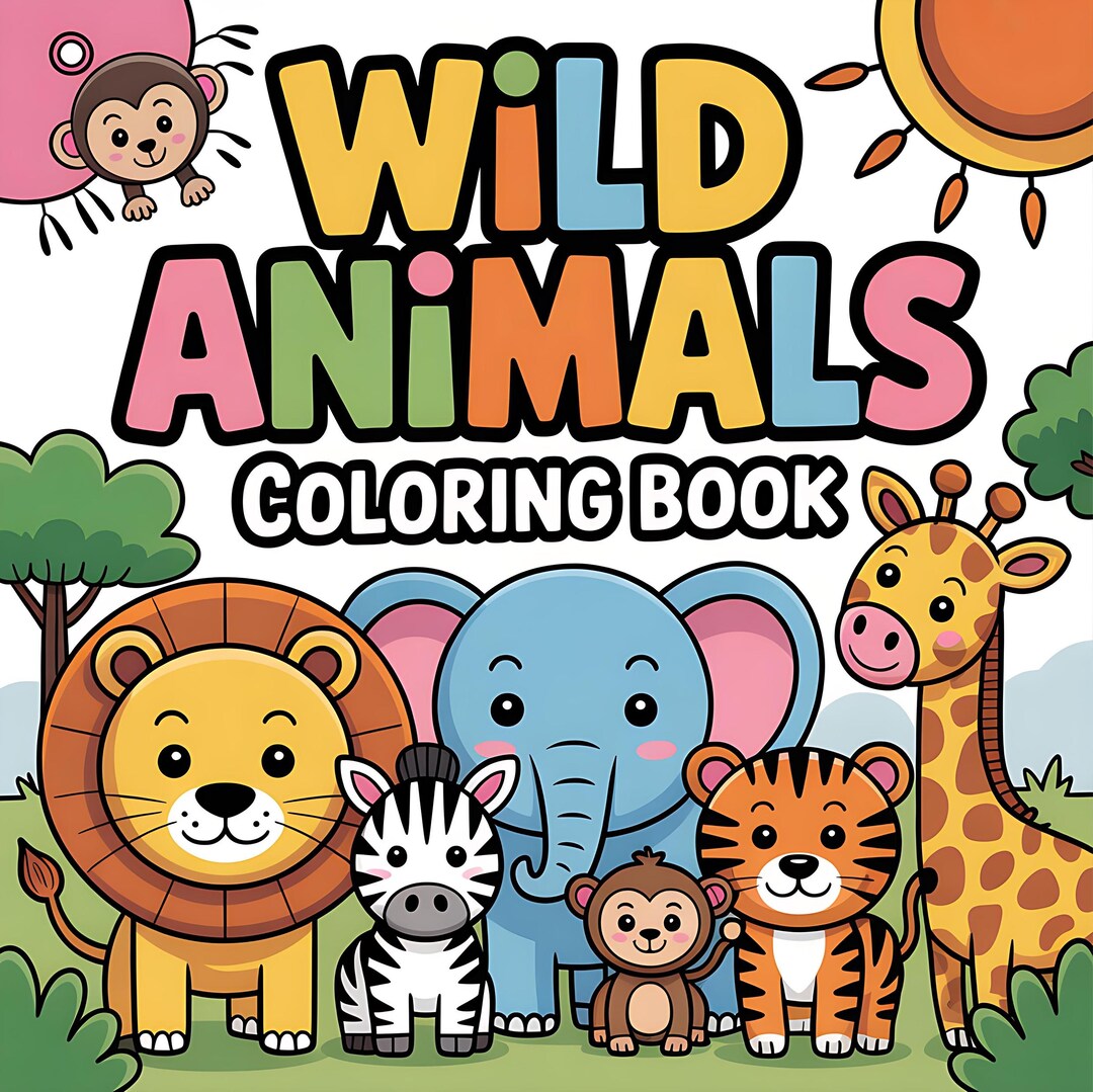 Wild Animals Coloring Book for Kids, Educational Animal Learning Pages ...