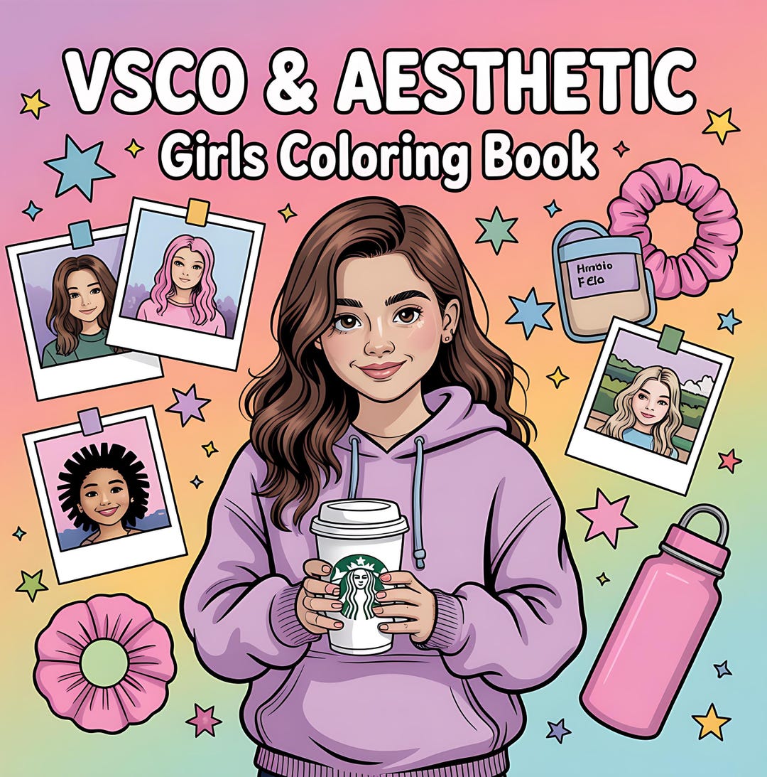 VSCO & Aesthetic Girls Coloring Book: 12 Trendy Pages for Teens - Etsy