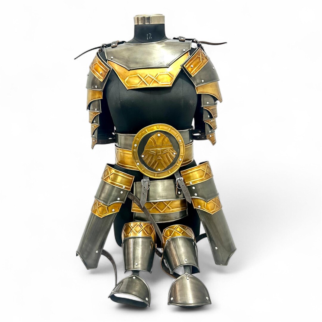 Custom Fantasy Dwarf Warrior Armor | Steel Larp Kit With Golden Accents ...
