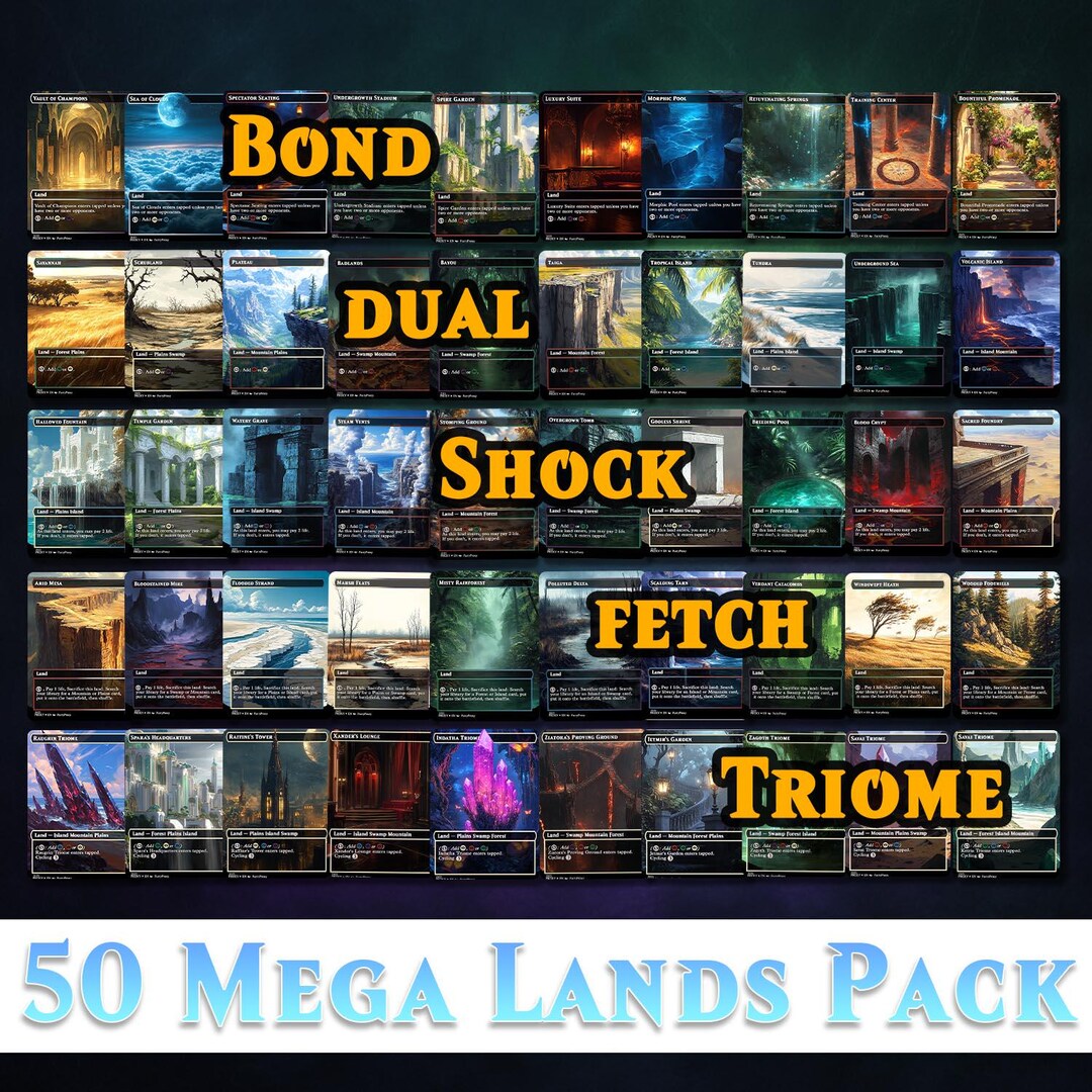 Land Pack for EDH | Shock, Dual, Fetch, Bond & Triome Lands | Full Art ...