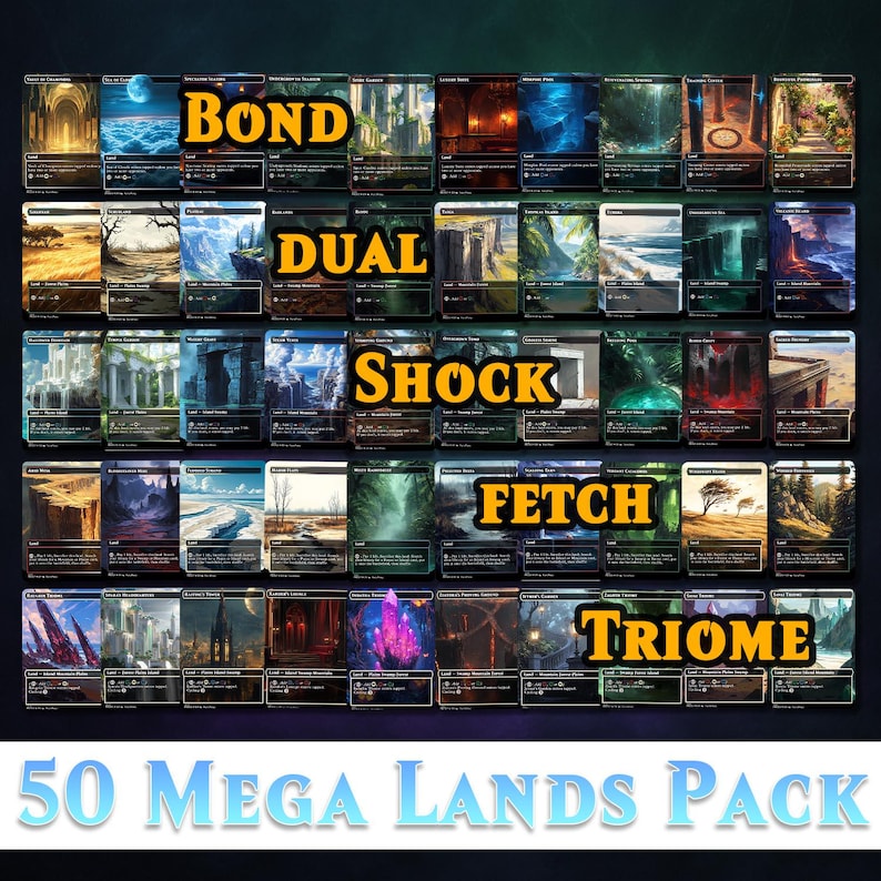 Land Pack for EDH | Shock, Dual, Fetch, Bond & Triome Lands | Full Art ...