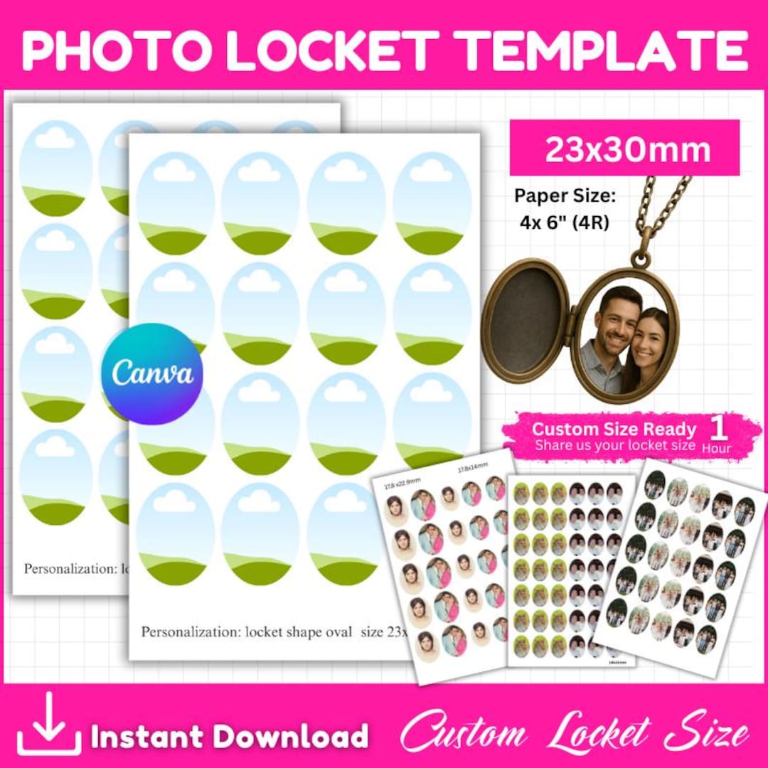 Custom Photo Oval Locket Inserts: Locket Picture Print, Love Locket ...
