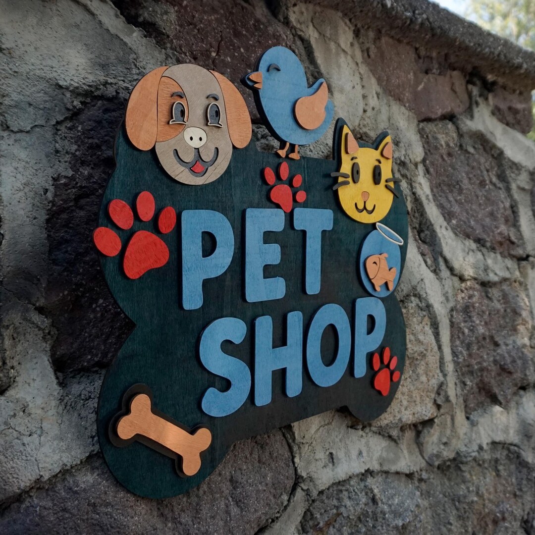 Custom Wood Pet Shop Sign | Handcrafted Wooden Business Sign - Etsy