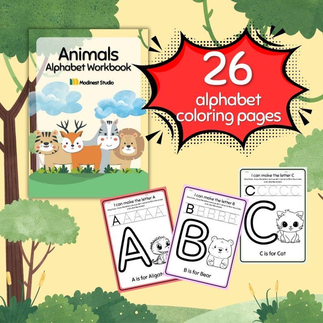Coloring Book Canva Template: A-Z Printable Workbook (PDF Download) - Etsy