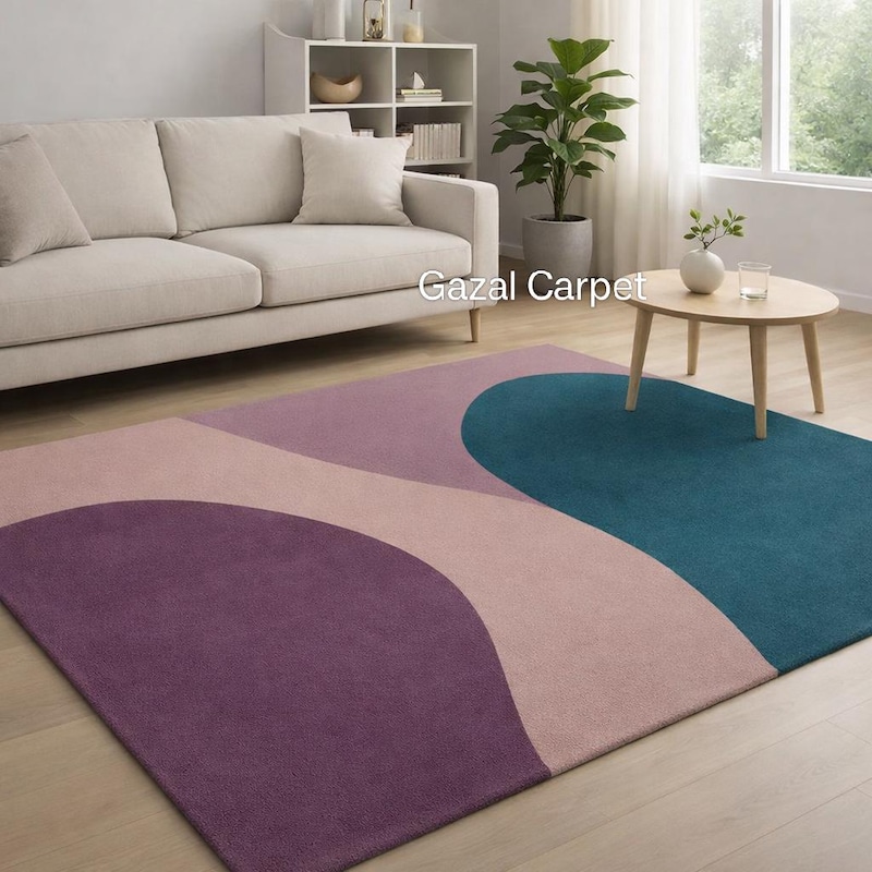 Color Block Teal Rug - Etsy