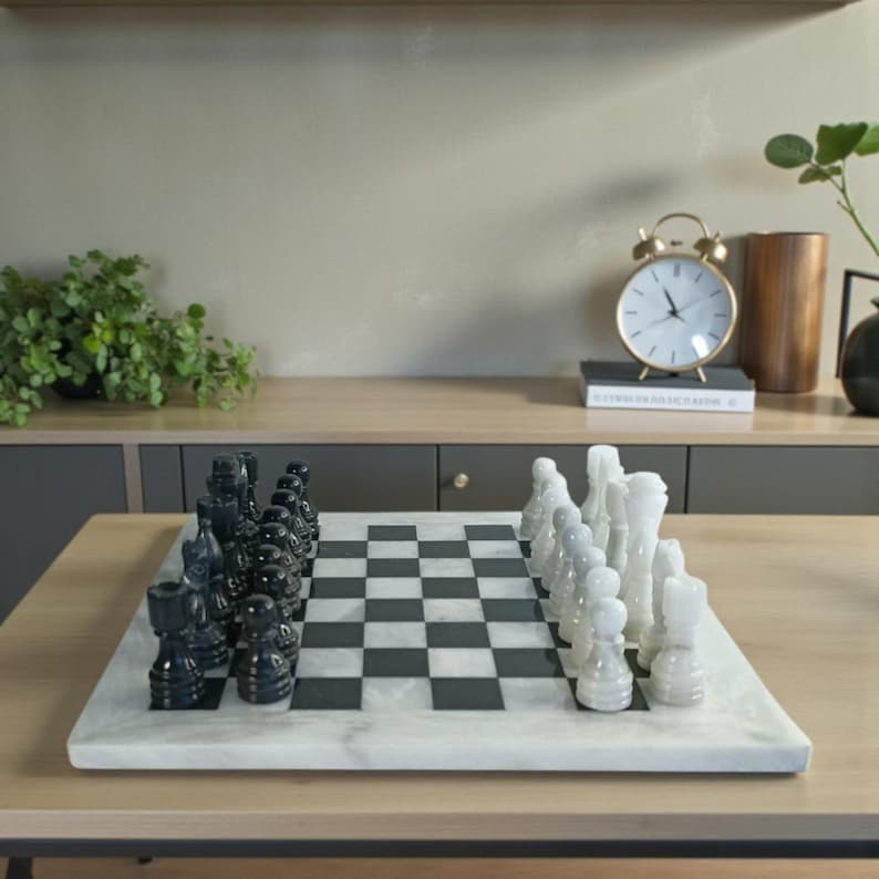 Handmade Marble Chess Set | Stone Chess Board & Pieces | Christmas Gift ...