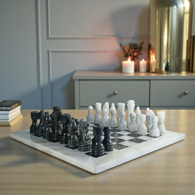 Handmade Marble Chess Set | Stone Chess Board & Pieces | Christmas Gift ...