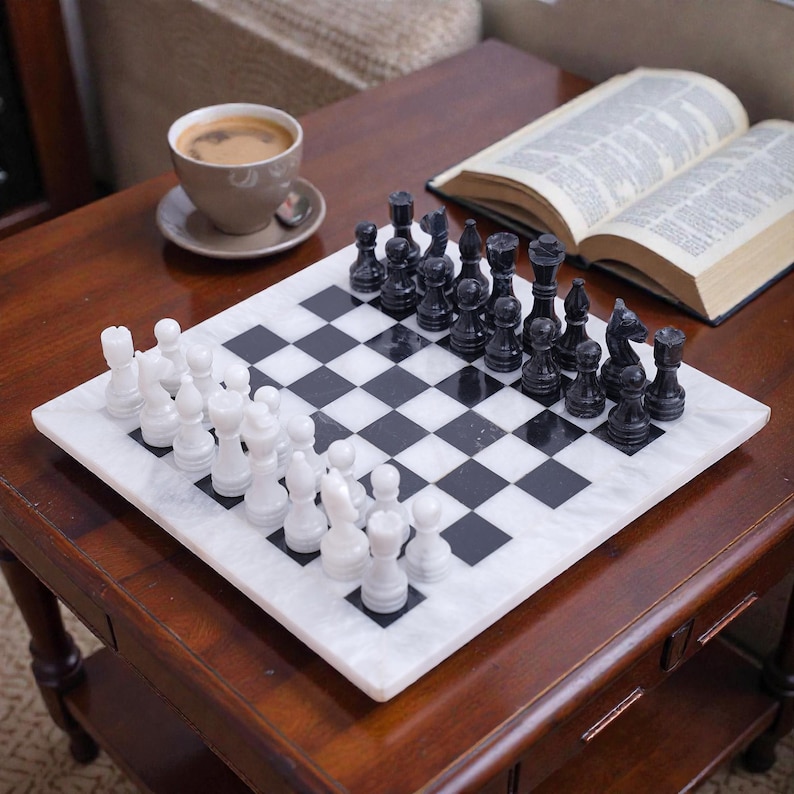 Handmade Marble Chess Set | Stone Chess Board & Pieces | Christmas Gift ...