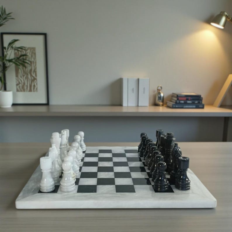 Handmade Marble Chess Set | Stone Chess Board & Pieces | Christmas Gift ...