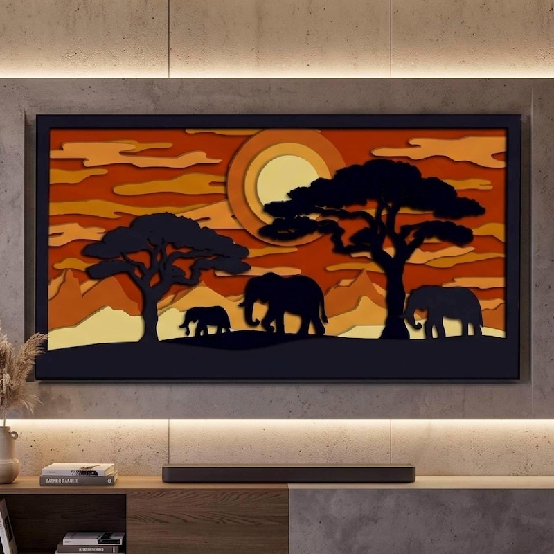 Africa Sunset Painting - Etsy