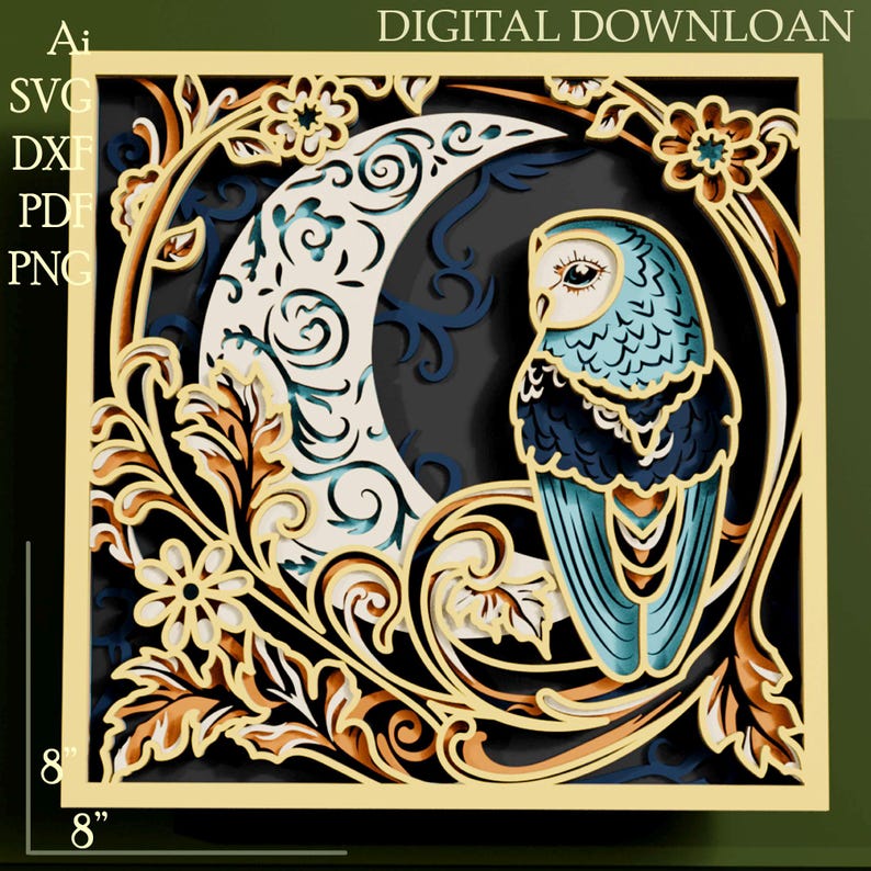 Multilayer Owl 3D SVG, Fantasty Papercut, Cricut Template, DIY Mandala ...