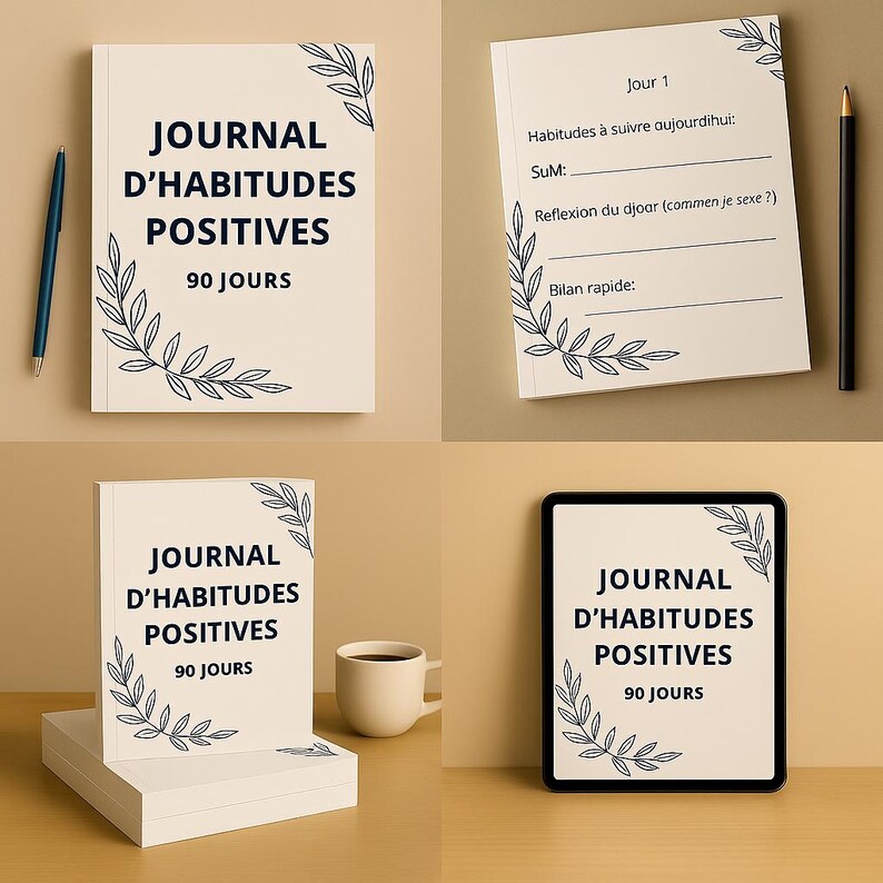 Positive Habit Journal – 90 Days Printable PDF - Etsy