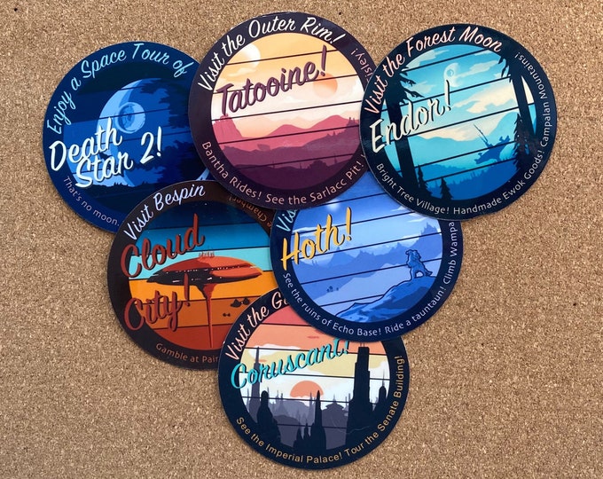 Travel Sticker/decal Pack for a Galaxy Far, Far Away... Bright Colors ...
