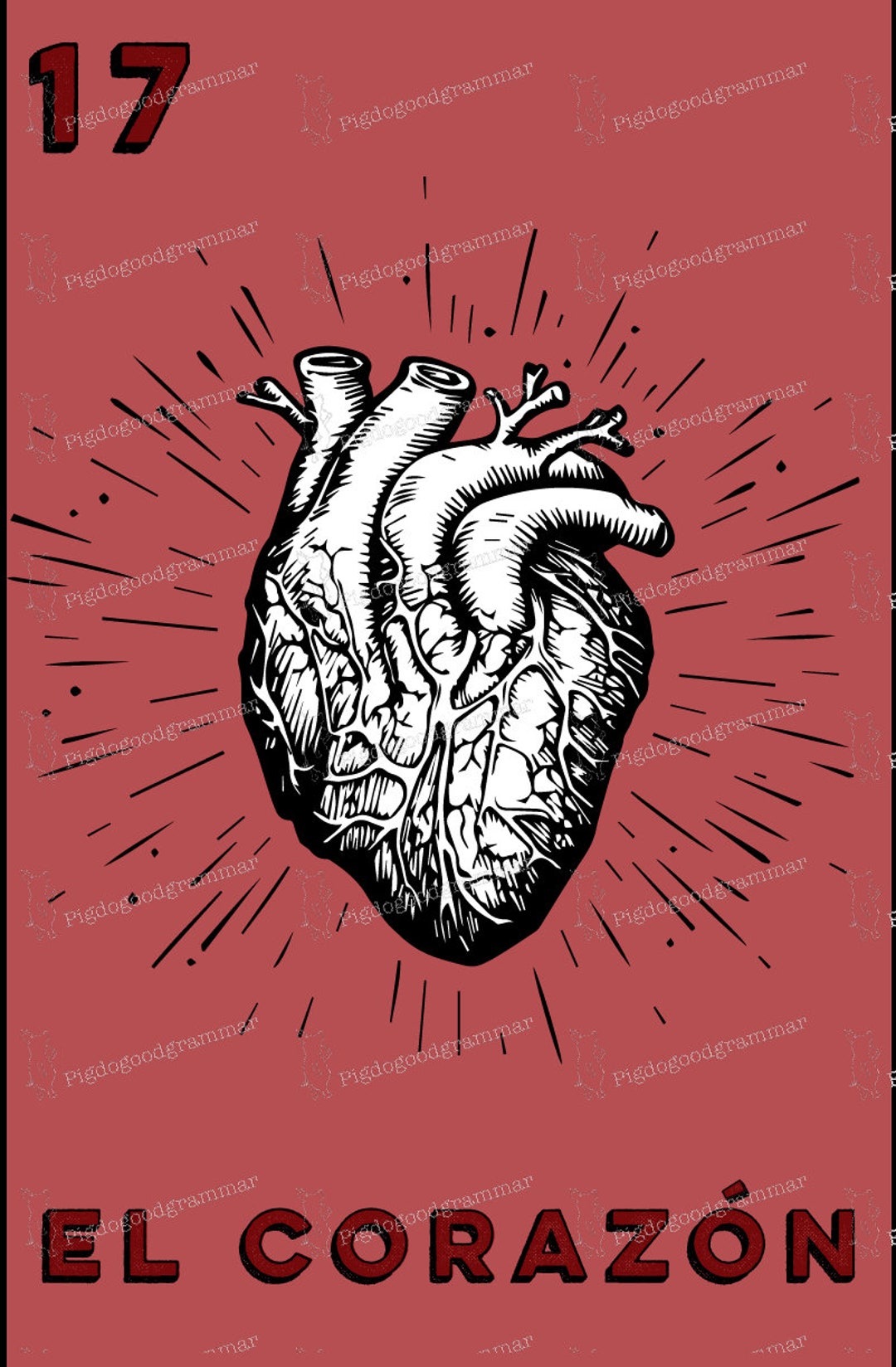 La Loteria Card Print: El Corazón 11X17 - Etsy