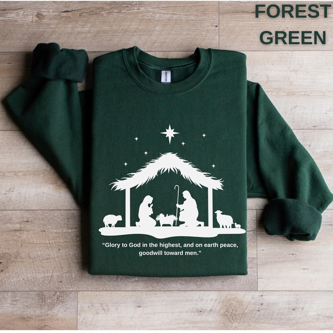 Christian Sweater, Nativity Scene Holiday Jumper for Women & Men, Cozy ...