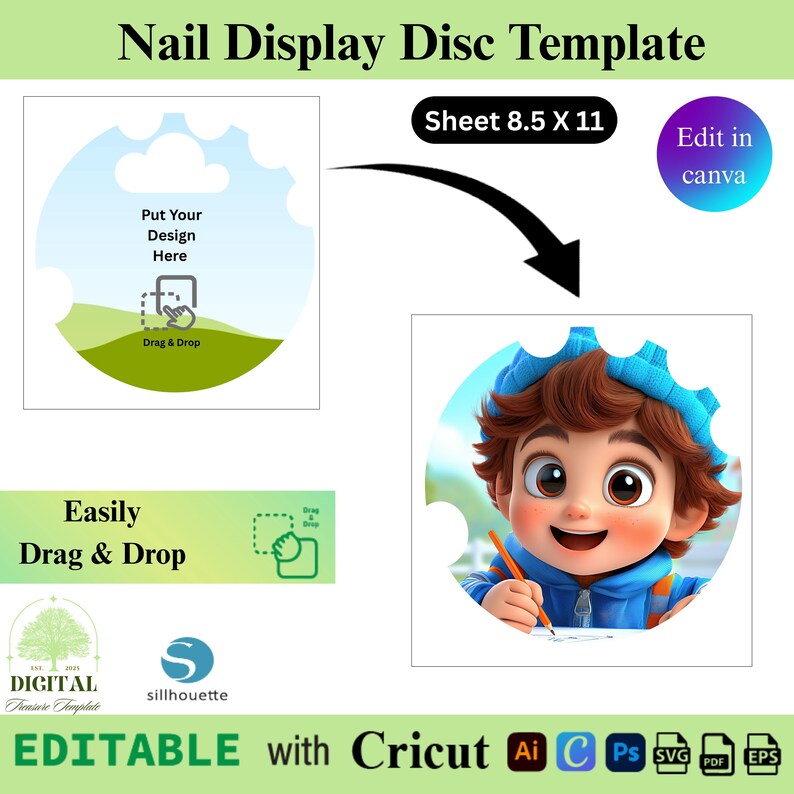 Nail Display Template, Nailfie Display Disc Template, Nail Disc SVG ...