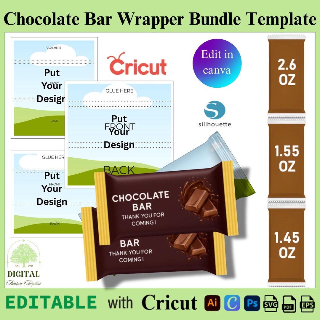 Chocolate Template, Chocolate Bar Wrapper Template Bundle, Chocolate ...