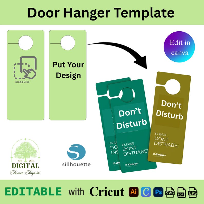 Door Hanger Template, Door Tag Template, Doorknob Hanging Sign, Door ...