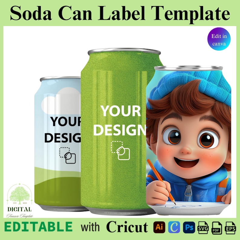 Soda Can Label Template, Soda Can Wrapper Template, Soda Can SVG, Blank ...