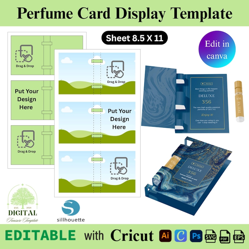 Perfume Display Card Template, DIY Perfume Card, Perfume Bottle Box ...