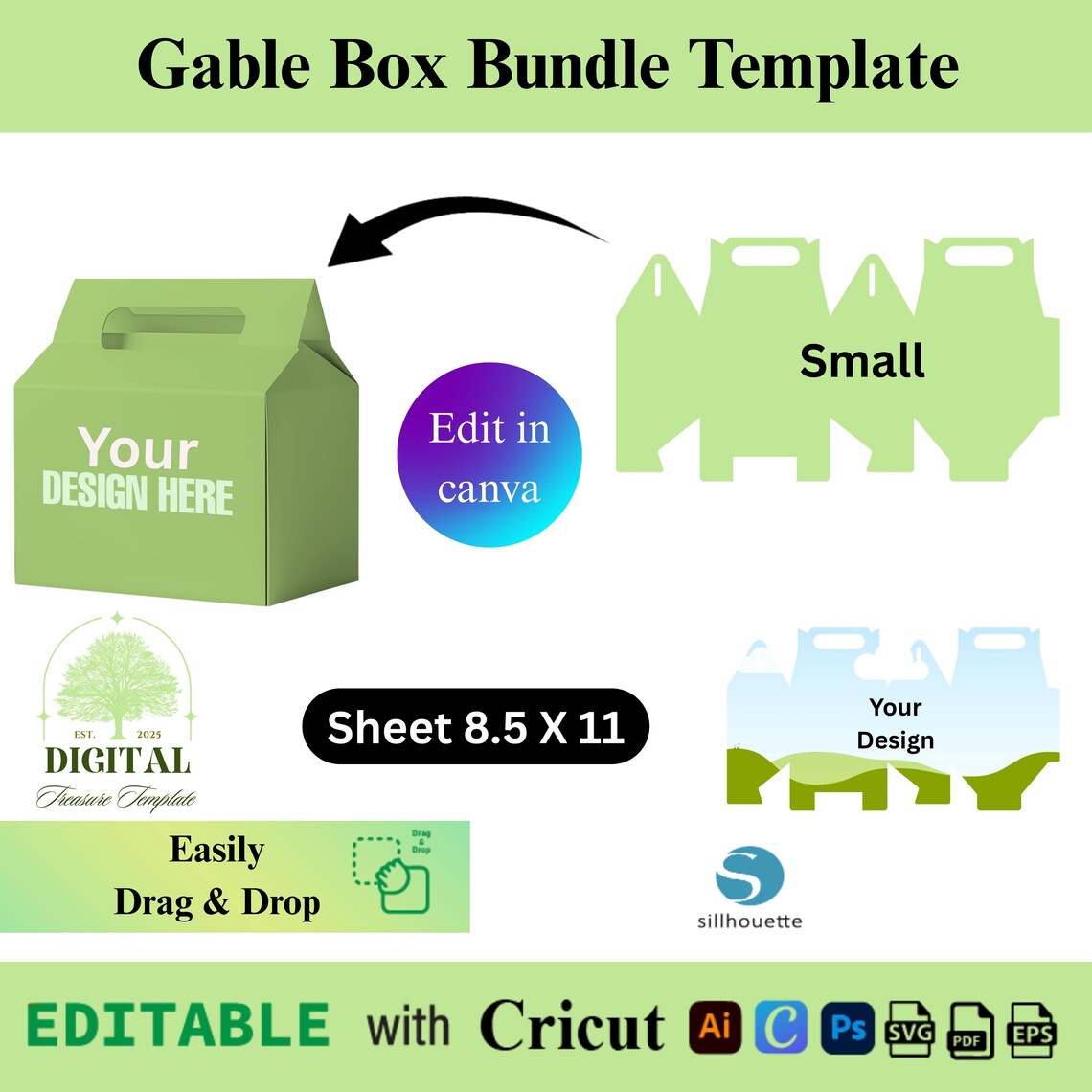 Gable Box Template, DIY Gable Box, Gift Box Svg, Packaging Boxes, Gable ...