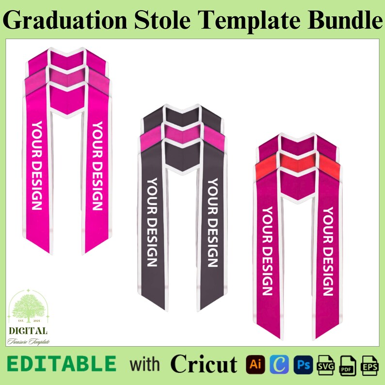 Graduation Stole Canva Frame Template, Editable Graduation Stole ...