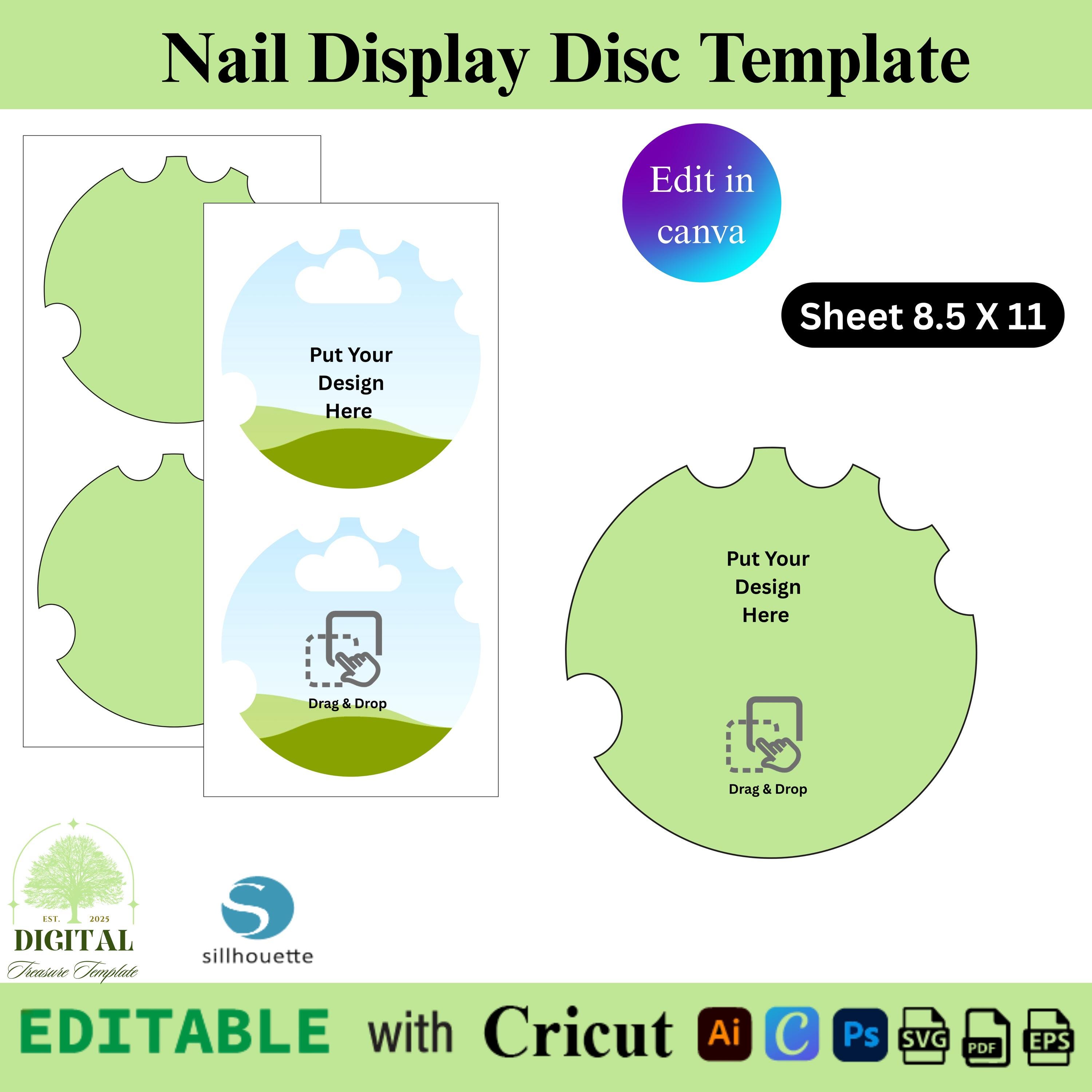 Nail Display Template, Nailfie Display Disc Template, Nail Disc SVG ...