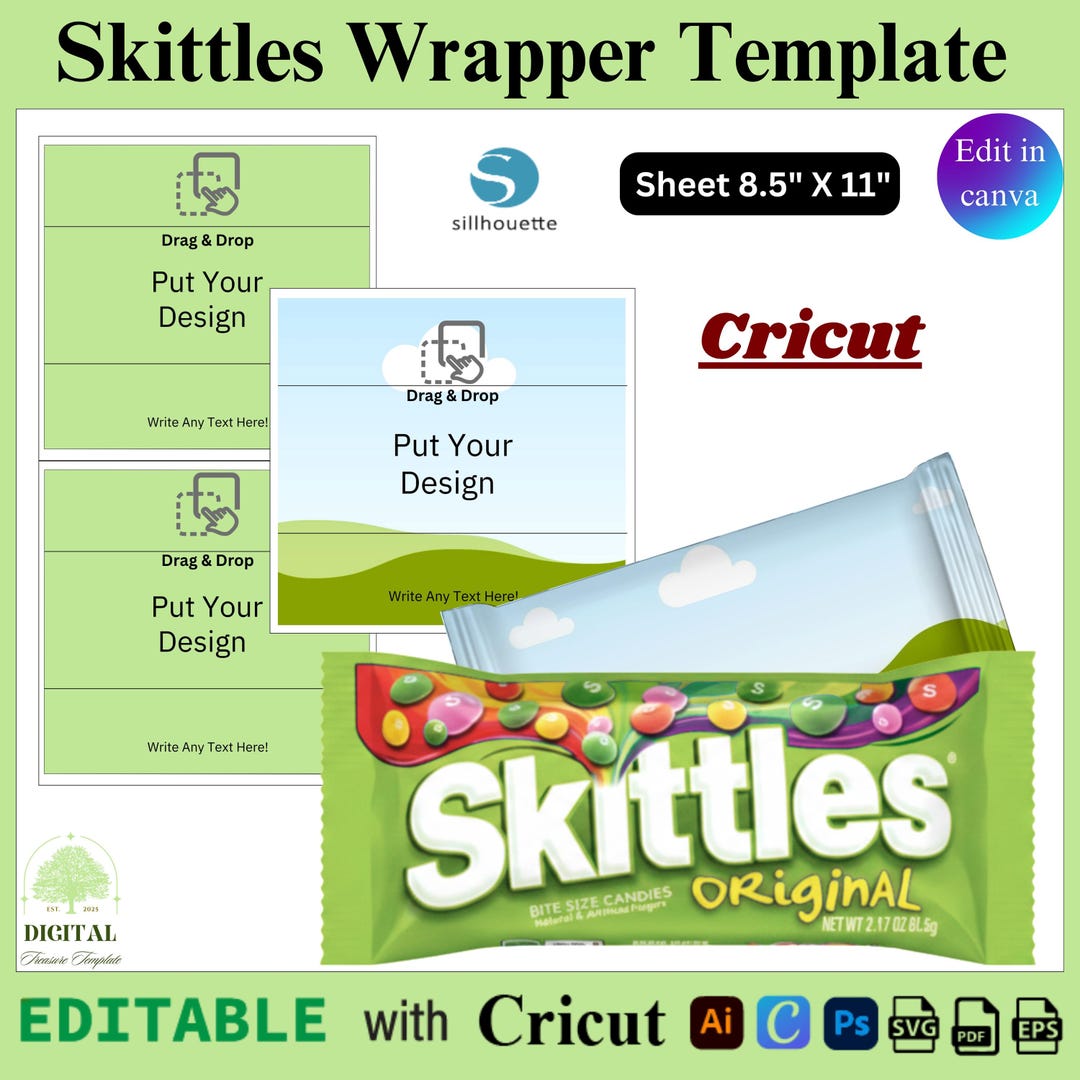 Skittles Wrapper Template, DIY Skittles Candy Template, Personalized ...