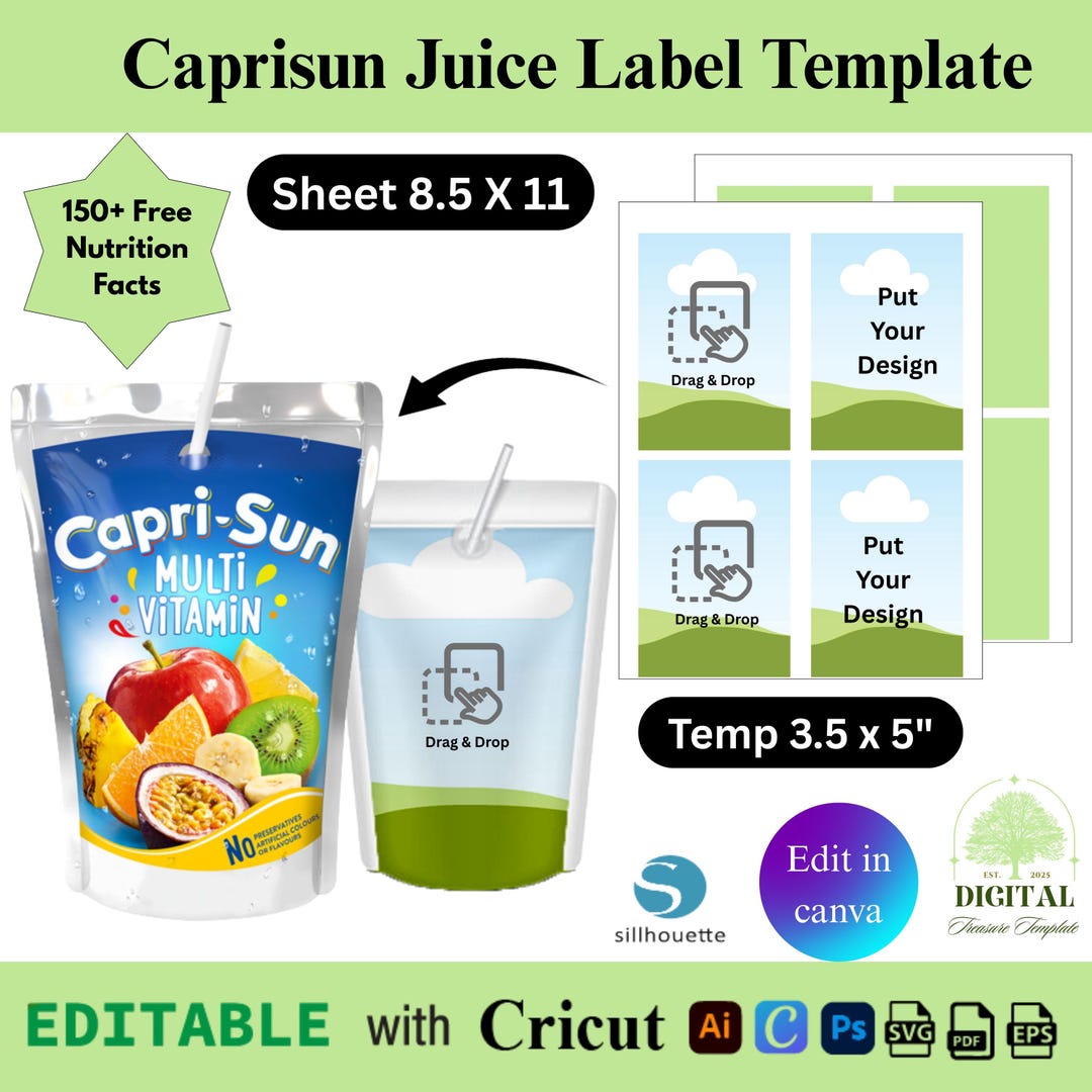Caprisun Juice Template, Canva Caprisun Template, Custom Caprisun Label ...