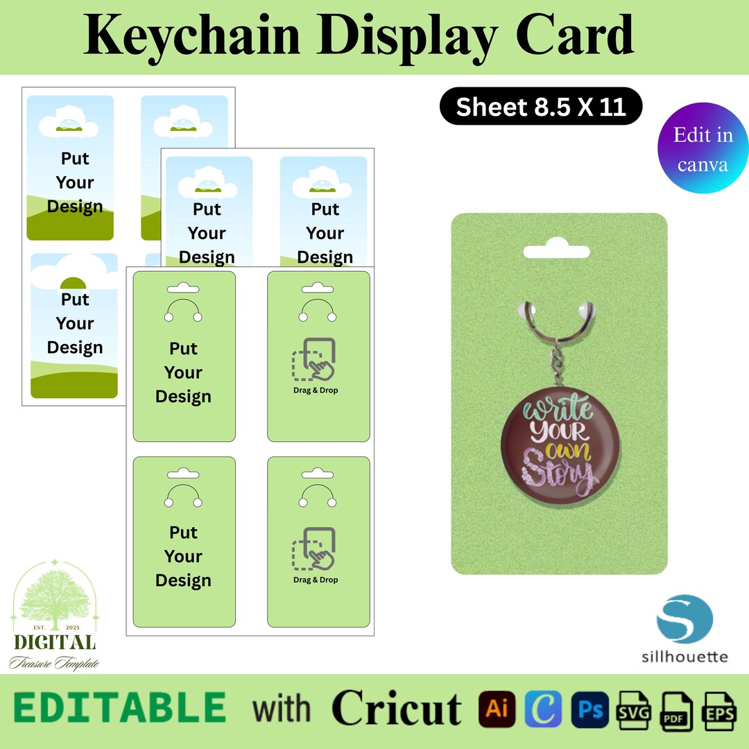 Keychain Display Card Template, Canva Editable Keyring (svg, Pdf, Ai ...