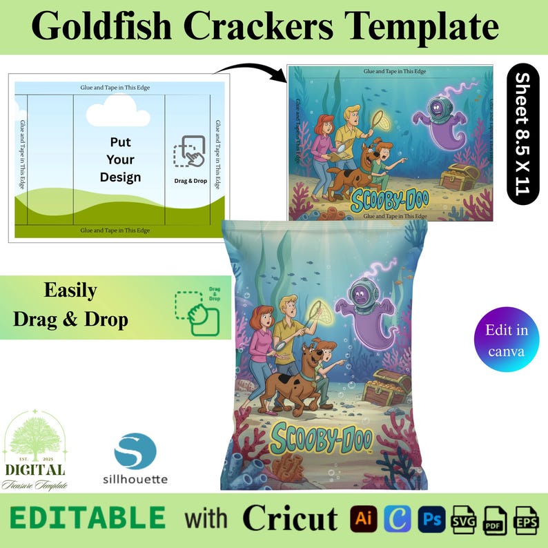 Goldfish Cracker Template, Chip Wrapper Template, Goldfish Wrap, Chip ...
