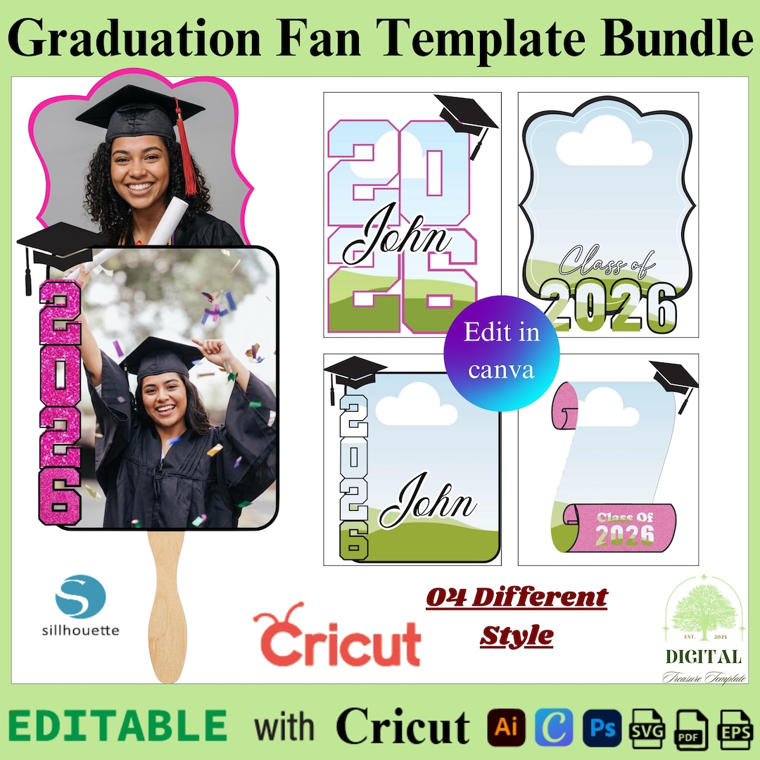 2026 Graduation Paddle Fan Template Bundle, Paddle Fan Template, Class ...