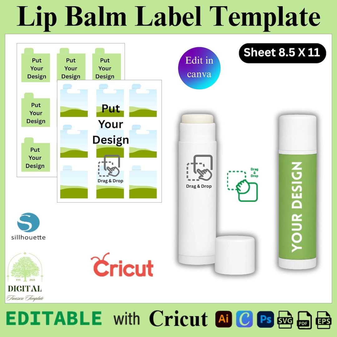 Lip Balm Label Template, Lip Balm Wrapper, Lip Balm SVG, DIY Lip Gloss ...