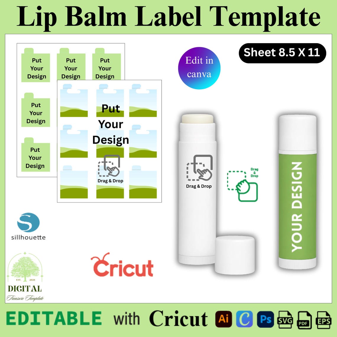 Lip Balm Label Template, Lip Balm Wrapper, Lip Balm SVG, DIY Lip Gloss ...