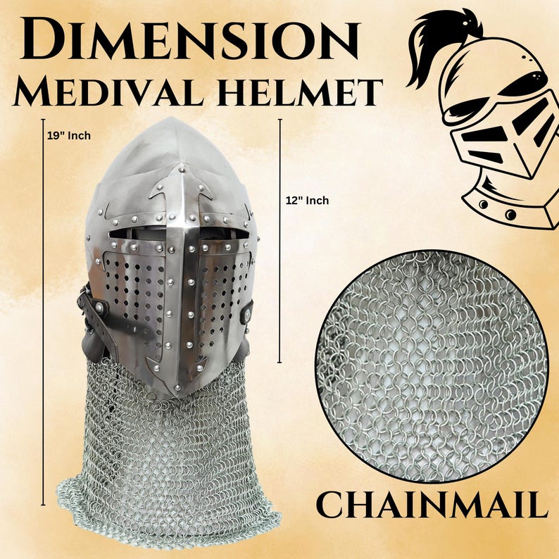 Medieval Knight Armor With Chainmail Helmetlarp, Cosplay & Renaissance ...
