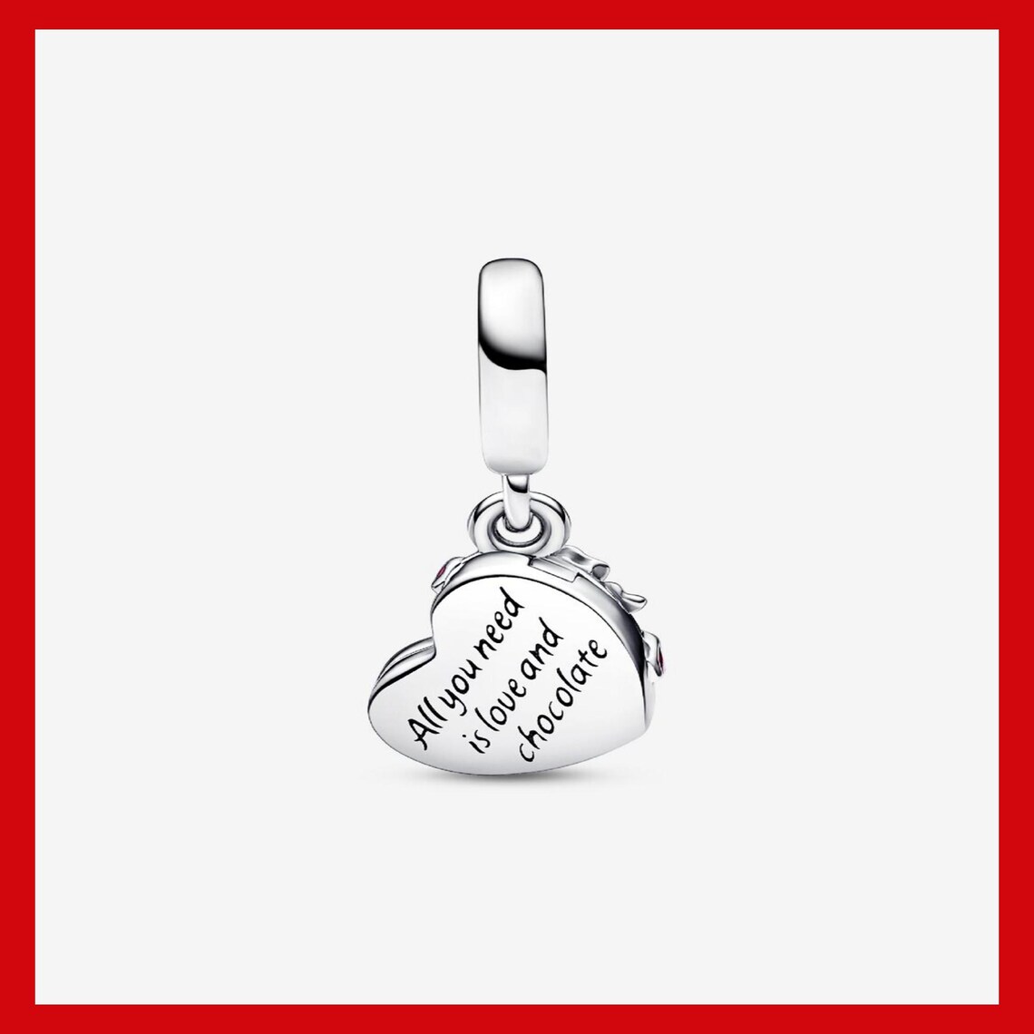 Openable Heart Chocolate Gift Box Dangle Charm, Silver Charm, Necklace ...