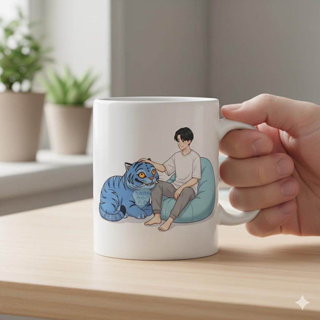 Kpop Demon Hunter Mug, Derpy Tiger Anime Art - Etsy